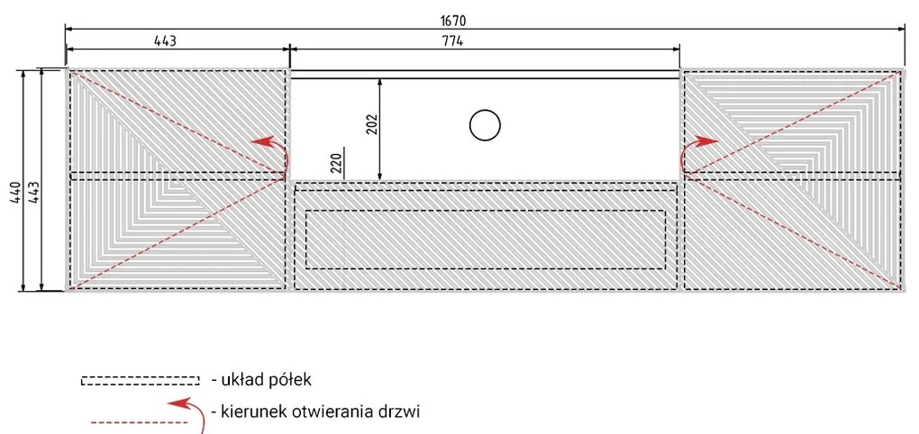 Závěsný TV stolek Asha 167 cm s výklenkem - bílý mat