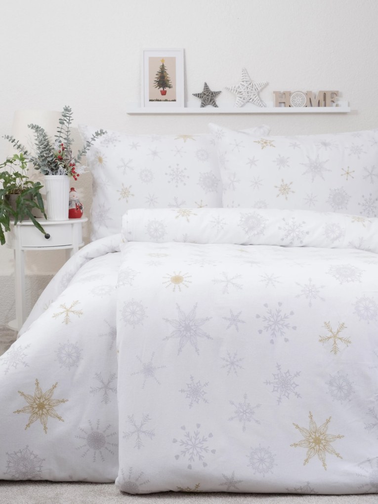 Prodloužené flanelové povlečení - Frozen bílé