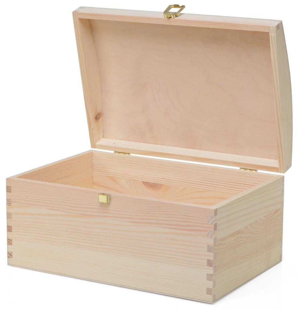 Dřevěná truhla na šperky se zapínáním - 35x24x18 cm, přírodní - 2. jakost