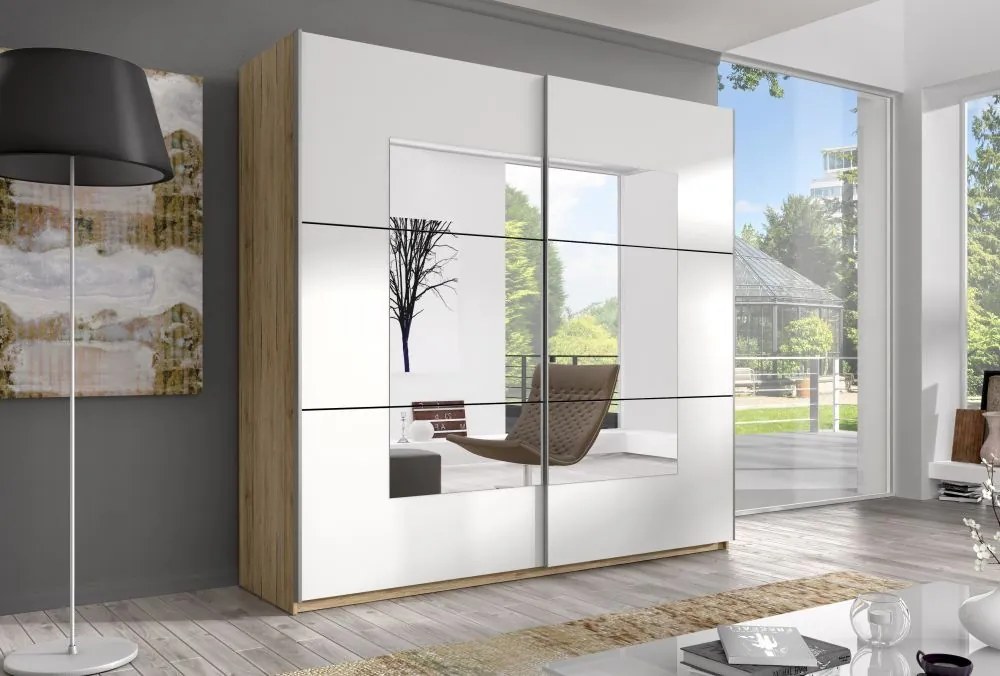 Elegantní zrcadlová šatní skříň s posuvnými dveřmi Alteris
