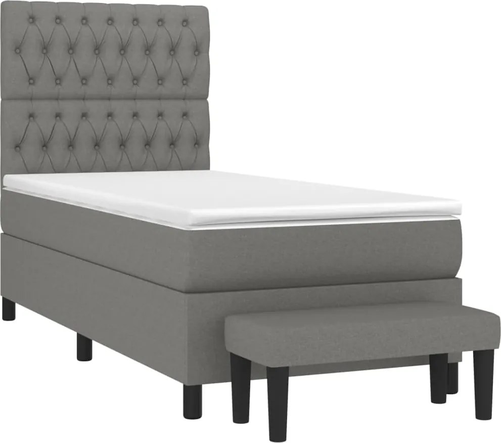 Box spring postel s matrací tmavě šedá 90x200 cm textil 3136806