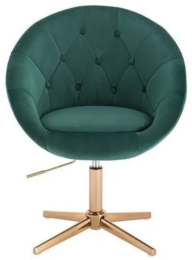 LuxuryForm DESIGN Otočné křeslo VERA VELUR na zlatém kříži - zelené