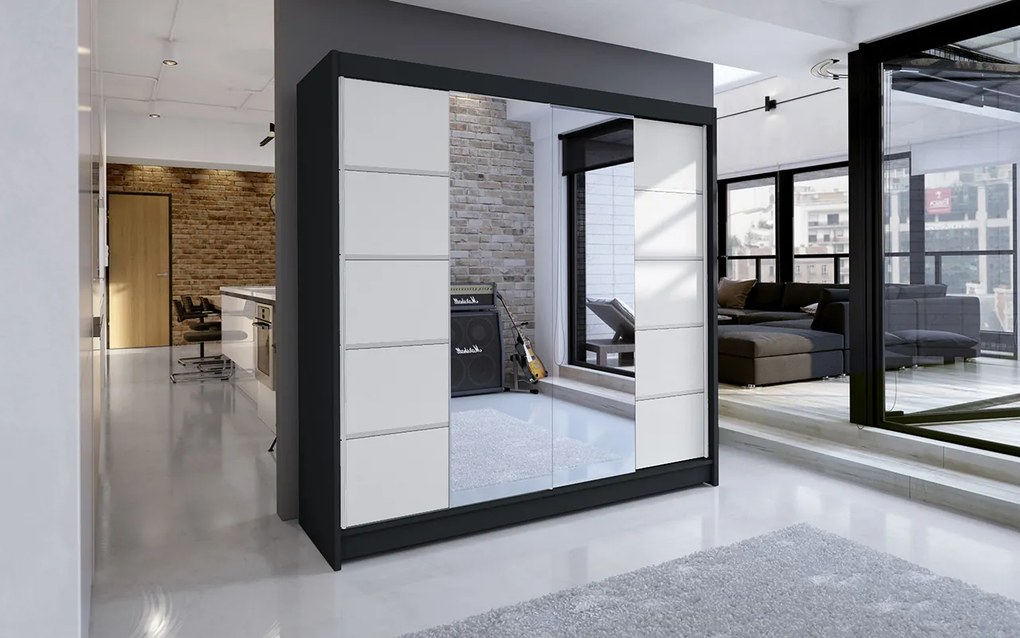ADRK Furniture Posuvná skříň s zrcadlem TRAVES 180 ADRK-SW-TRA-BW-180