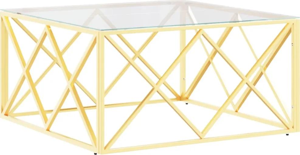 vidaXL Konferenční stolek stříbrný 80x80x40 cm nerezová ocel a sklo [349971] Barva: zlatá