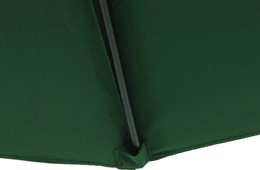Outsunny poloviční slunečník balkónový slunečník 5 kovových prutů větrací štěrbina včetně 2,93 x 1,5 x 2,49 m vysoce hustý polyester zelený