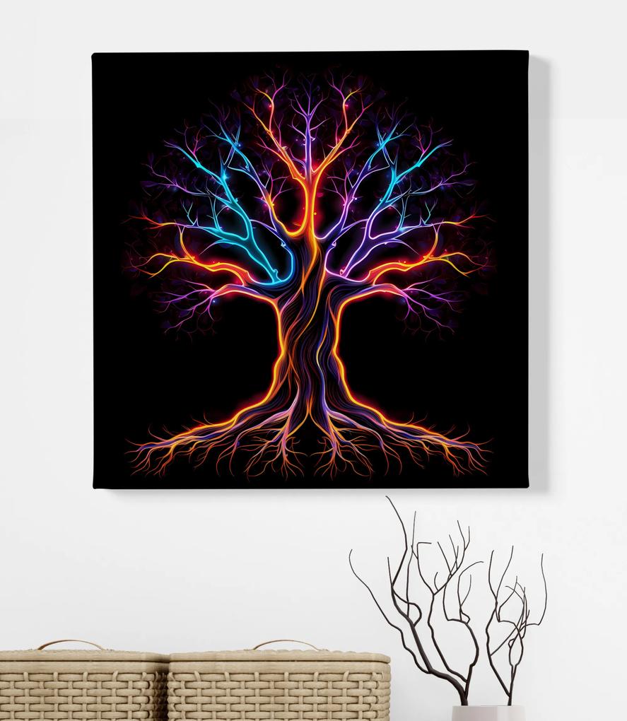 Obraz na plátně - Strom života oheň voda FeelHappy.cz Velikost obrazu: 80 x 80 cm