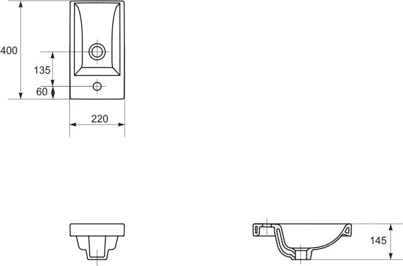 Cersanit Mille, závěsná WC skříňka 392x214x590 mm + keramické umyvadlo Como, bílá matná, S801-568