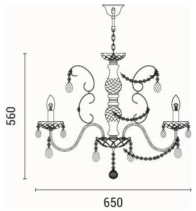 Lustr na řetězu KRISTALLO 6xE14/15W/230V