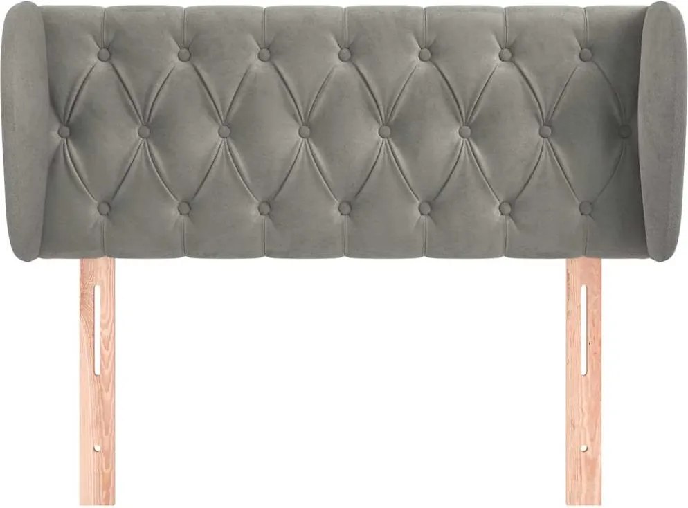 Čelo postele typu ušák světle šedé 103x23x78/88 cm samet 3117522