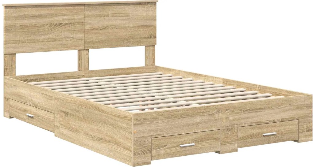 Rám postele s čelo Sonoma dub 140 x 190 cm Kompozitní dřevo 3408256
