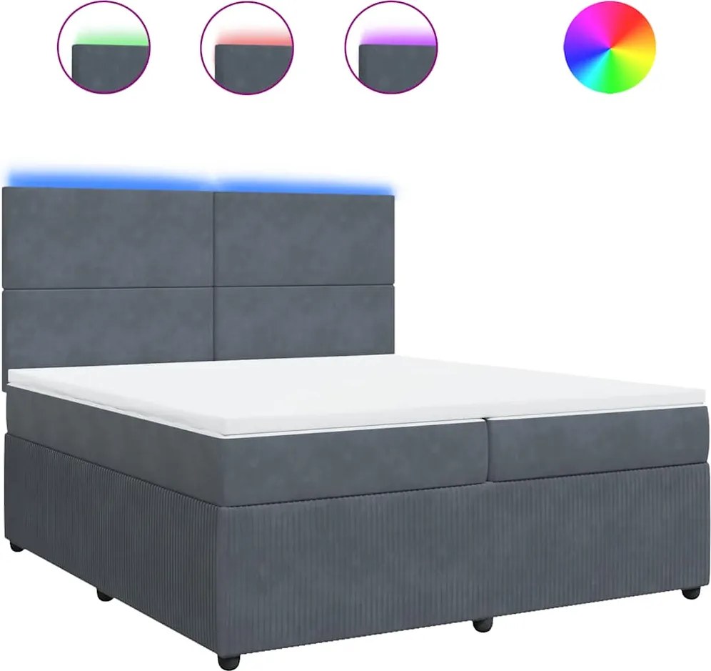 Box spring postel s matrací tmavě šedá 200x200 cm samet 3294725