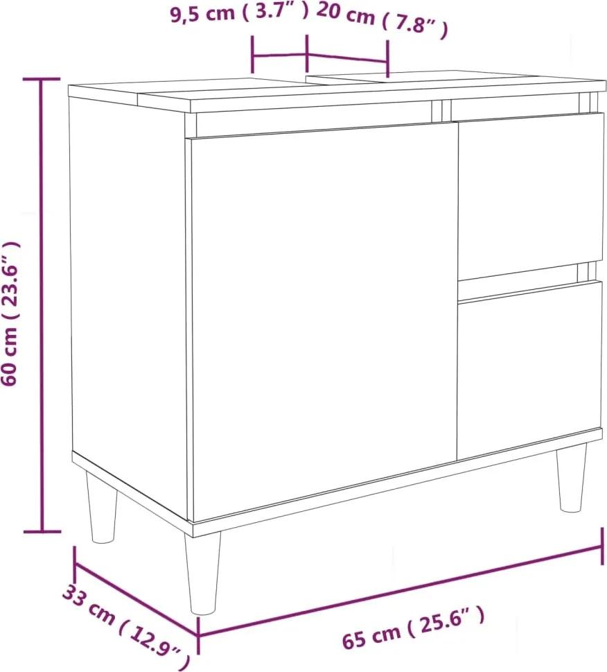 vidaXL 3dílný set koupelnových skříněk kompozitní dřevo [3185536] Barva: Betonová šedá