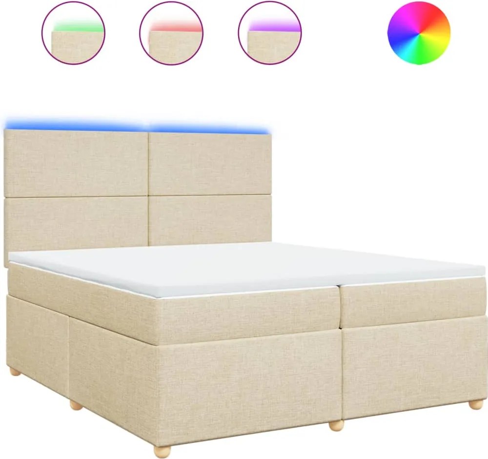 Box spring postel s matrací krémová 200x200 cm textil 3293685