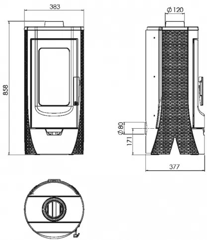 PLAMEN Litinová krbová kamna TARA - černá