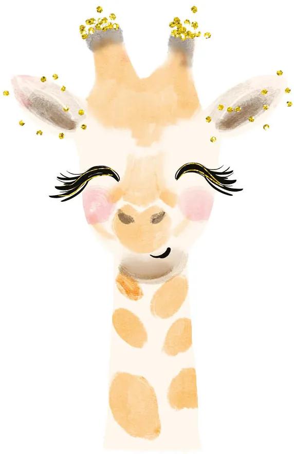 Plakát zvířátka žirafka - Obraz, Plakát Velikost: B2 - 50x70 cm, Volba rámu: s bílým rámem, Dekorace: bez dekorací