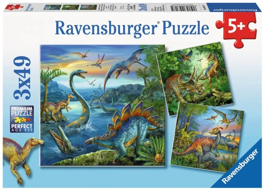 Ravensburger puzzle úžasní dinosauři 3x49 dílků