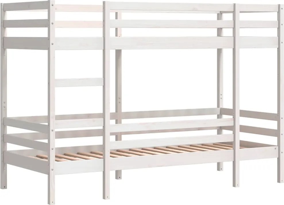 Patrová postel bílá 90 x 200 cm masivní borové dřevo 3284219