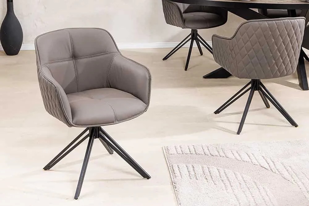 Designová otočná židle Natasha taupe kůže