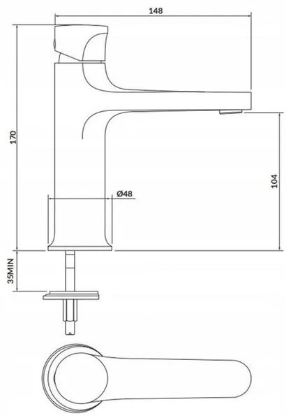 Cersanit Inverto - umyvadlová baterie, černá-zlatá, S951-295