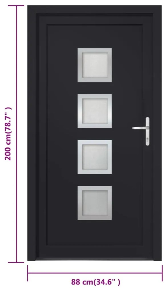Vchodové dveře antracitové 88 x 200 cm PVC,  3187855