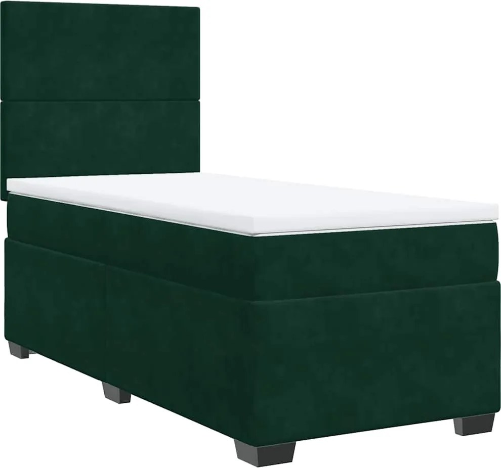 Box spring postel s matrací tmavě zelená 80 x 200 cm samet 3293059