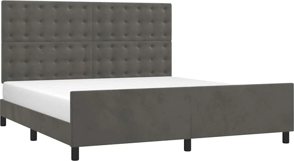 Rám postele bez matrace tmavě šedý 160 x 200 cm samet 3126008
