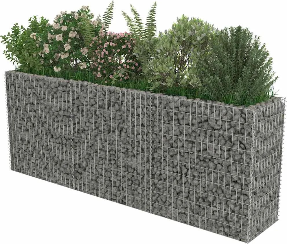 Gabionový vyvýšený záhon pozinkovaná ocel 270 x 50 x 100 cm 143562