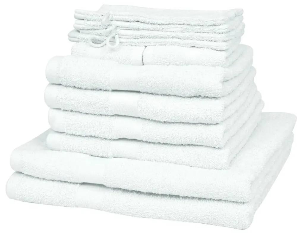 130617 vidaXL Sada ručníků a osušek 12 ks bavlna 500 g/m² bílá