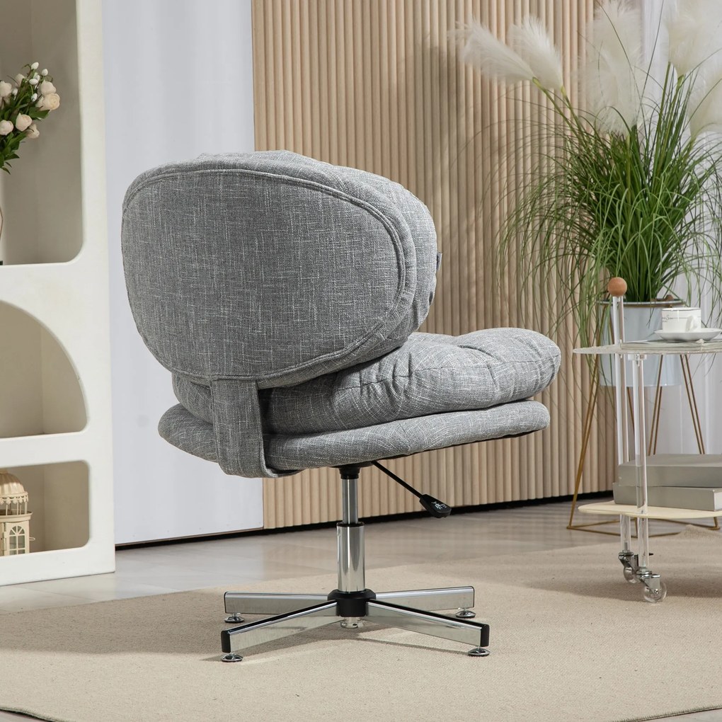 Kancelářská židle HOMCOM, ergonomická kancelářská židle s houpací funkcí, měkký a čalouněný sedák, výškově nastavitelná otočná židle se vzhledem lnu,…