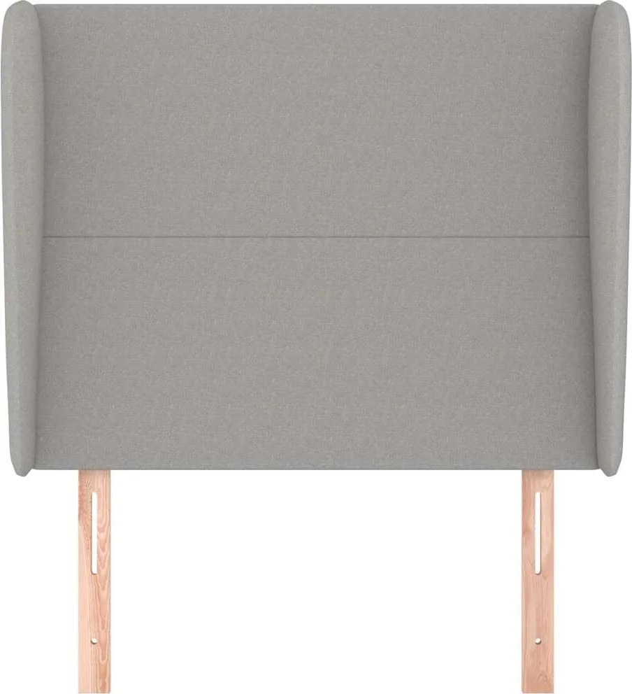 Čelo postele typu ušák světle šedé 103x23x118/128 cm textil 3117666