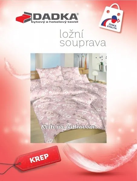 DADKA Povlečení krep Kvítí na pudrovém 200x200, 2x70x90 cm