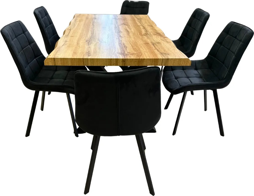 Vikio Jídelní set pro 6 osob 140x90 cm dub-černá VJS114-61C