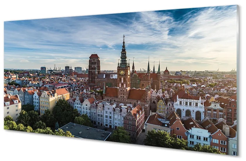 akrylový obraz Gdańsk Panorama kostel 120x60 cm