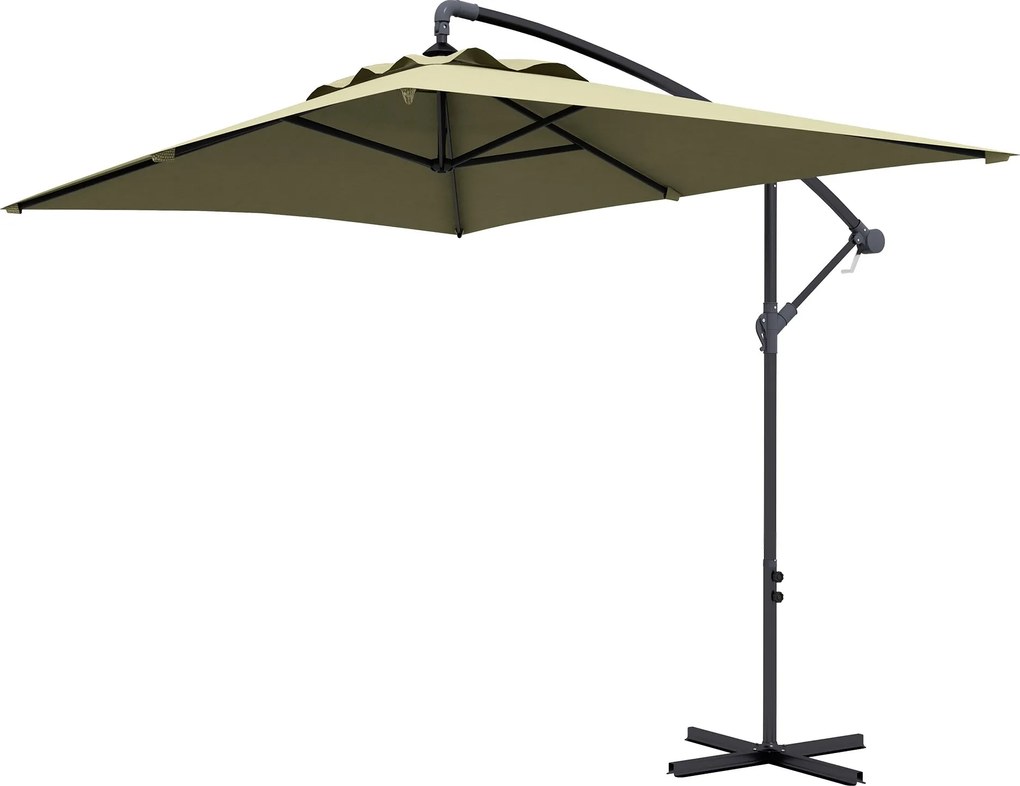 Outsunny Eccentrický slunečník 294x193 cm s křížovým stojanem a klikou, voděodolný, UV ochrana pro terasu a patio | Aosom