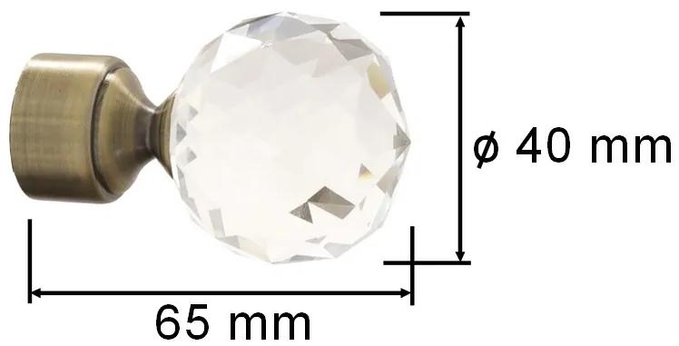 GARNÝŽE-HEBR Garnýž rýhovaná Koule crystal mosaz jednoduchá 190 cm