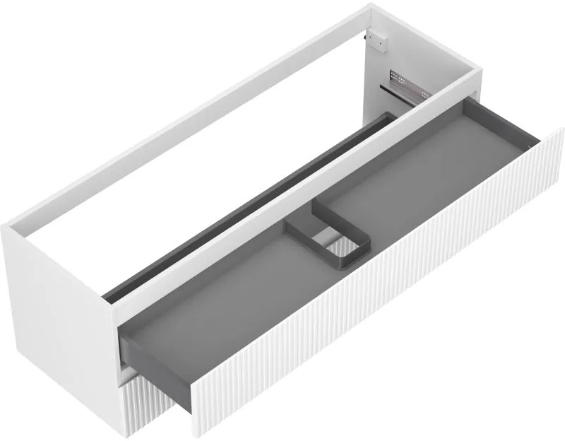 Mexen Rivel, koupelnová skříňka pod umyvadlo 140 cm, 2 zásuvky, drážkovaná, bílá matná, 91A20-14047-2-BFF01
