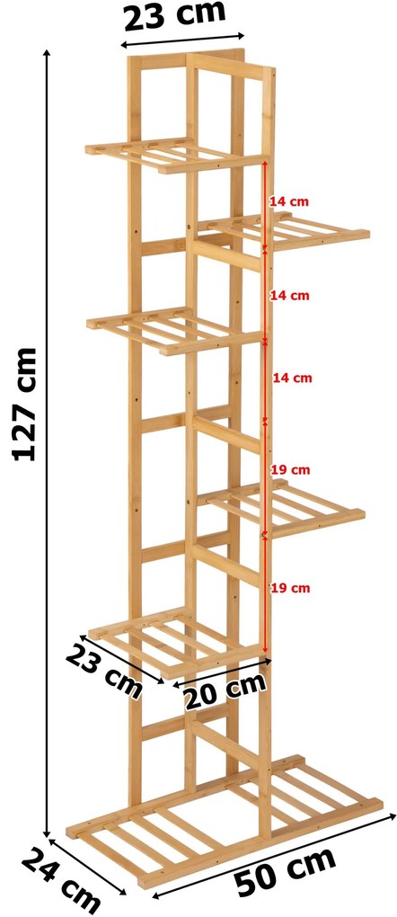 Bambusový květinový stojan HERVEL hnědý