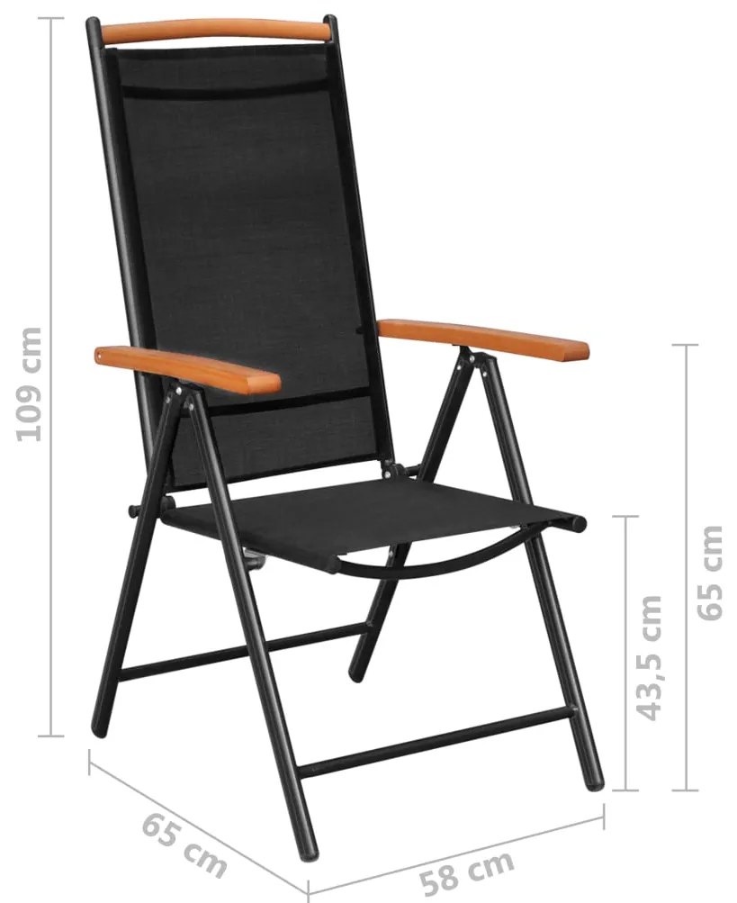 vidaXL Marketos Skládací zahradní židle 6 ks textilen černé