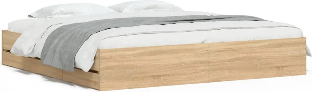 Rám postele se zásuvkami dub sonoma 200x200 cm kompozitní dřevo 3207247