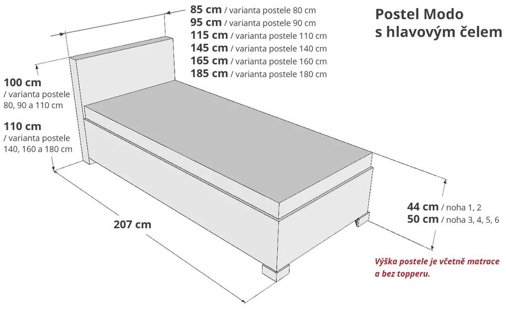NEW DESIGN postele Válenda MODO s hlavovým čelem a úložným prostorem, matrace a rošt v ceně, 80×200 cm Velikost postele: 80 × 200 cm, Strana: Levá