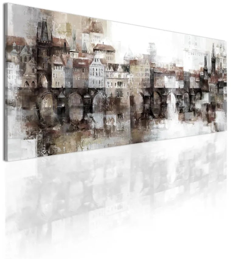 InSmile ® Obraz snové pražské panoráma - hnědé Velikost (šířka x výška): 200x80 cm