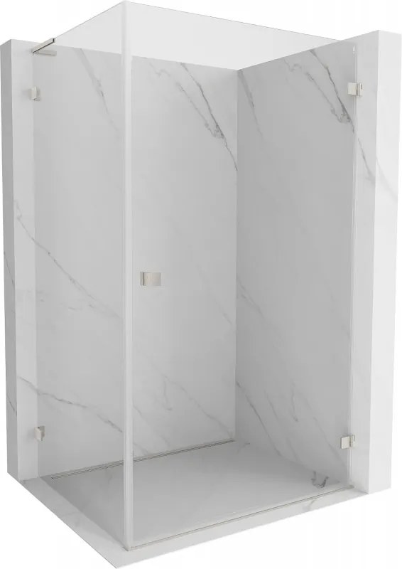 Mexen Lunar-B L výklopný sprchový kout pravý 90 x 70 cm, čiré sklo, broušená ocel, 832L-090-070-97-00-P