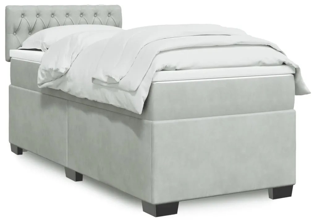 Box spring postel s matrací světle šedá 100x200 cm samet 3288540