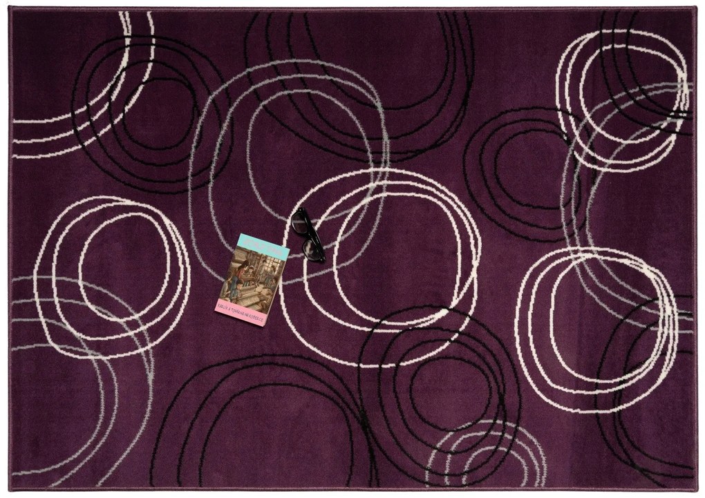 Alfa Carpets, Kusový koberec Circles lila, 80x150, fialová, chodba / předsíň