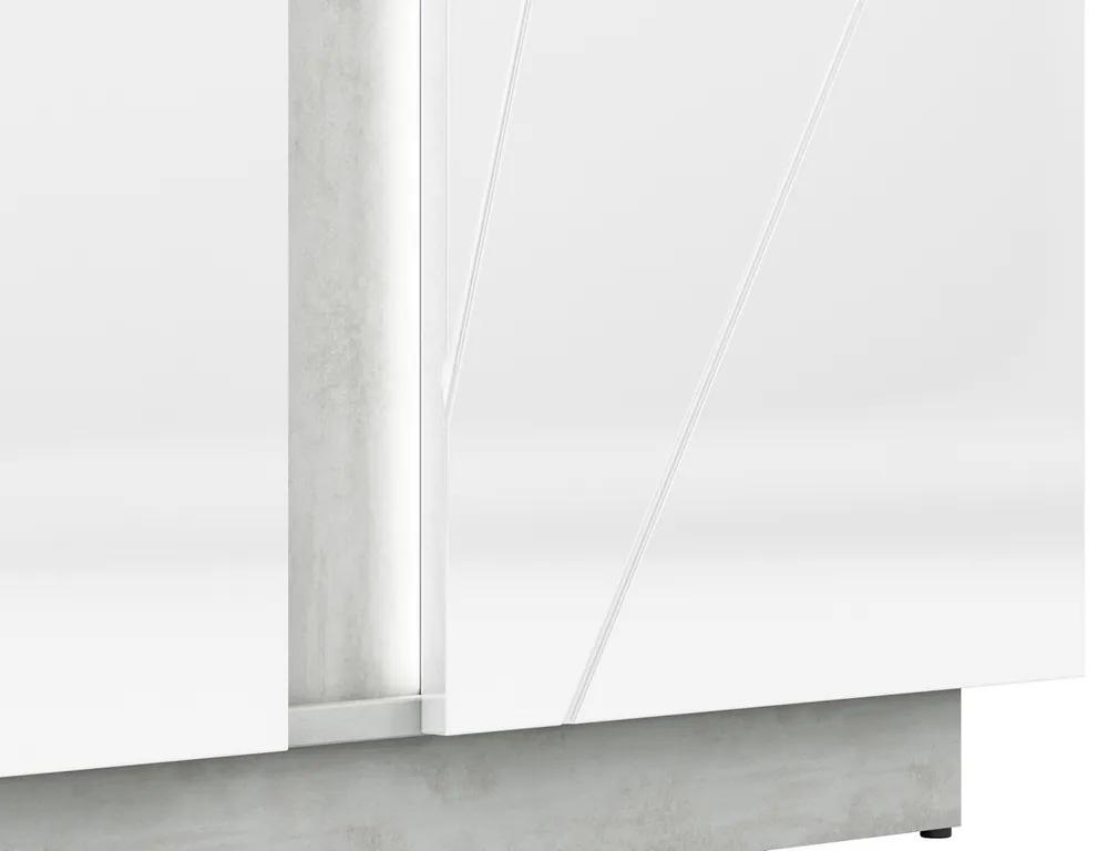 Casarredo Šatní skříň RUBENS beton šedý/bílá lesk
