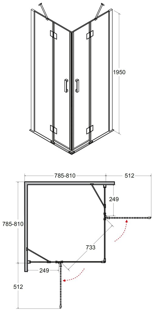 Hopa VIVA 195R 90 x 90 x 195 cm BCVIV90CTVERV sprchový kout