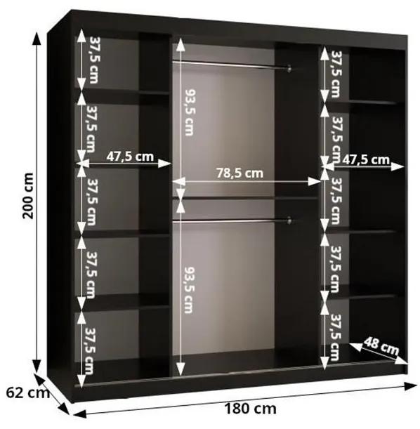 Šatní skříň Bluszcz 2 | 180 cm | černá