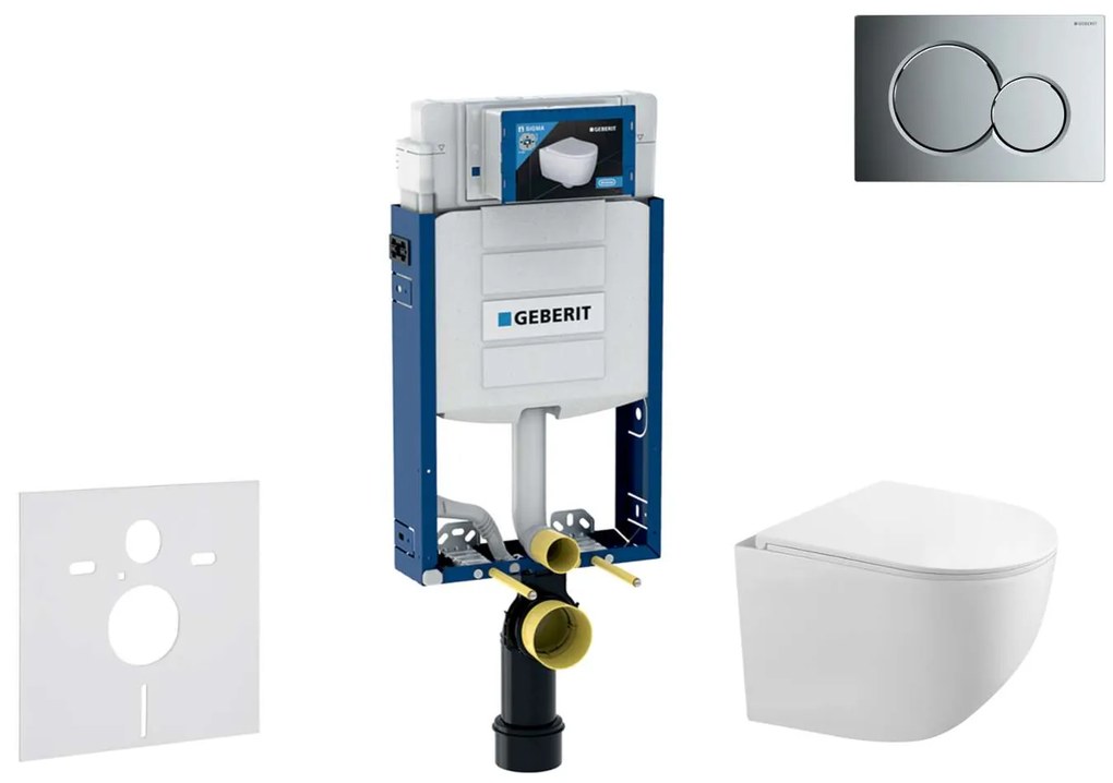 Geberit Kombifix - Set předstěnové instalace, klozetu Gaia a sedátka softclose, tlačítko Sigma01, lesklý chrom SANI15CA1118
