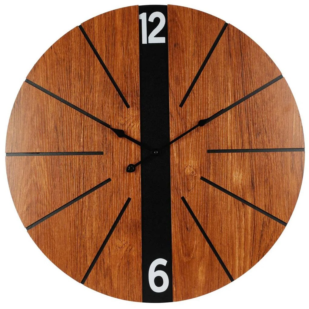 Nástěnné hodiny Wooden, černá/hnědá