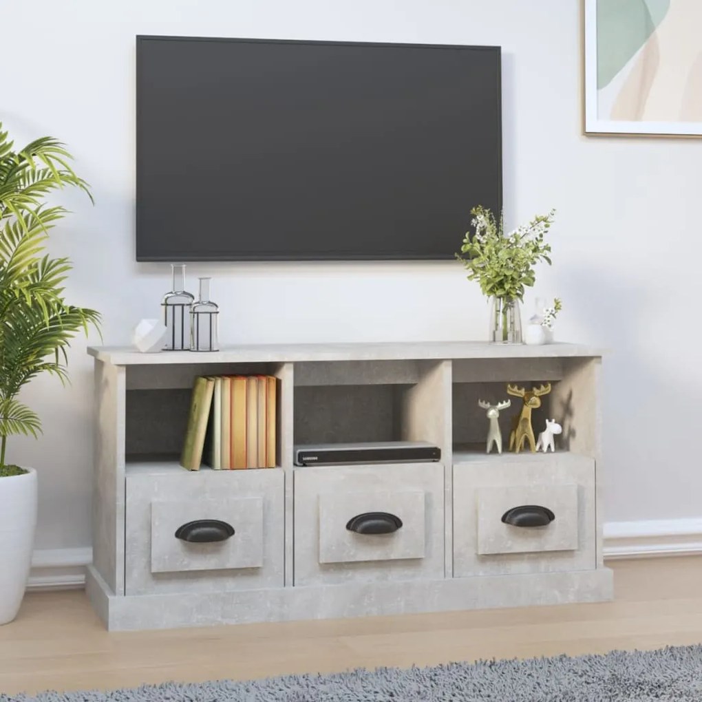 TV skříňka betonově šedá 100 x 35 x 50 cm kompozitní dřevo